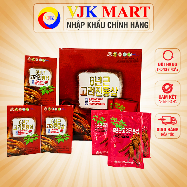 Hộp 30 túi nước Sâm 6 Year Old Korean Red Ginseng Hàn Quốc - VJK Mart hàng chính hãng | Shopee ...