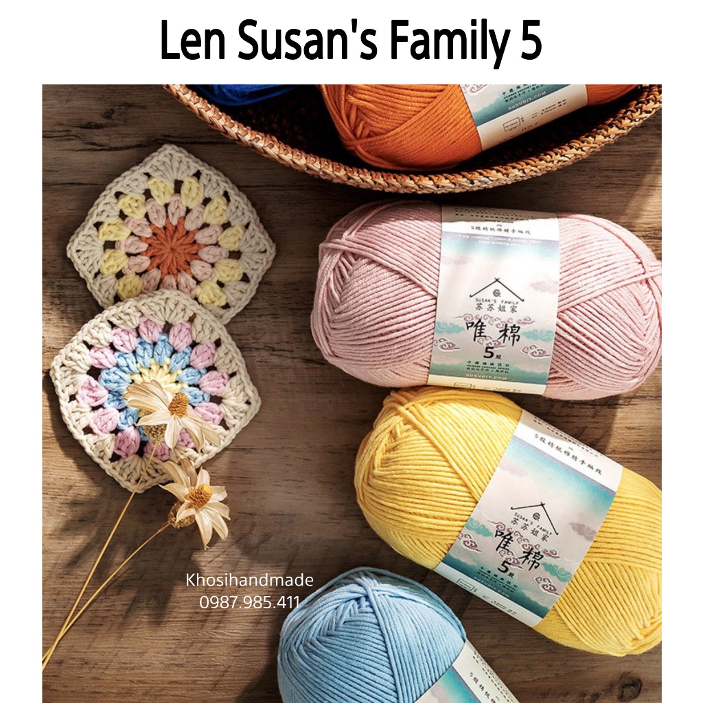 Len Susan's Family 5 Nội Địa Đan Móc Mềm Mượt 100gr (Bảng 1/2) | Shopee ...