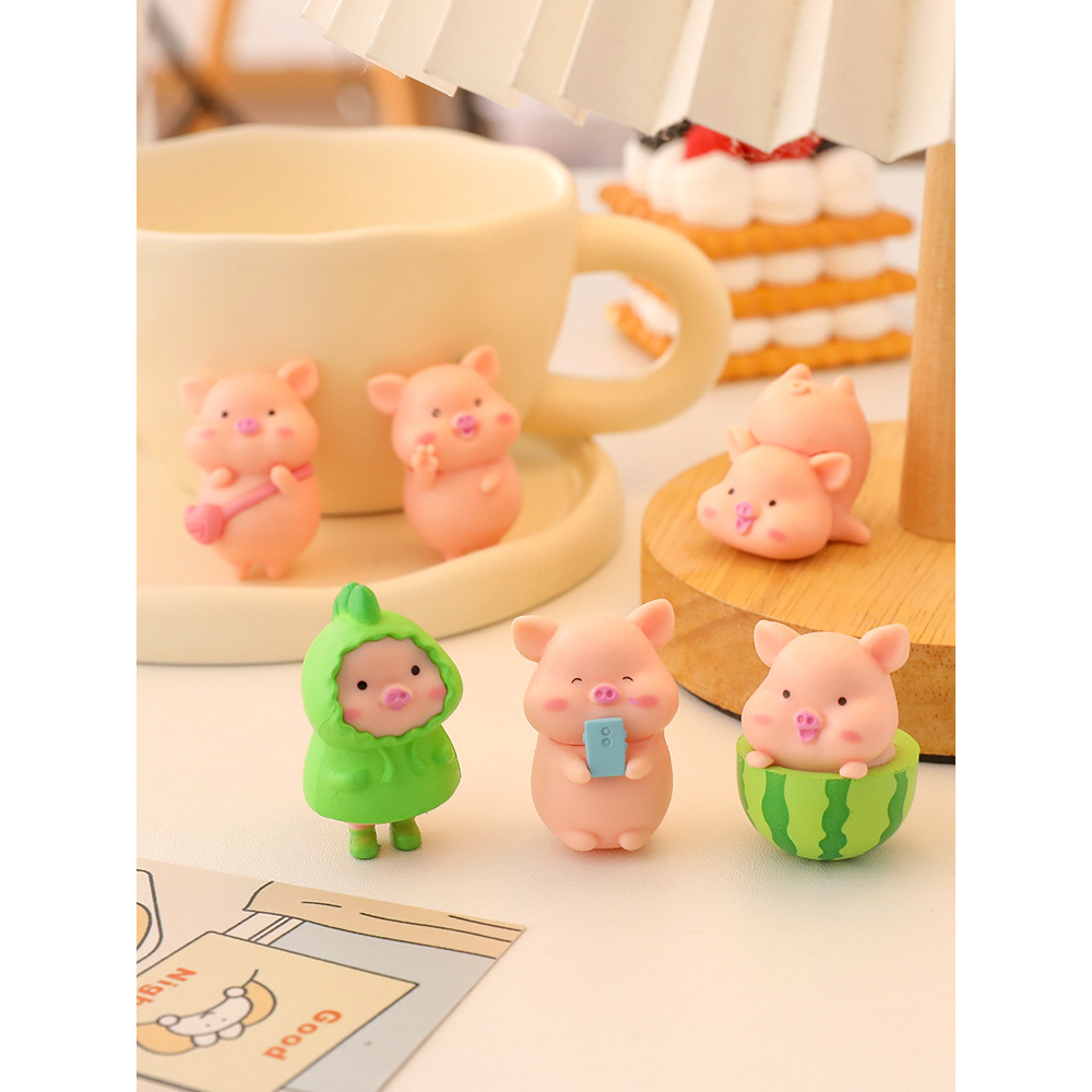 Mô hình set 6 heo, 7 heo mini dễ thương trang trí bàn làm việc, bàn học ...