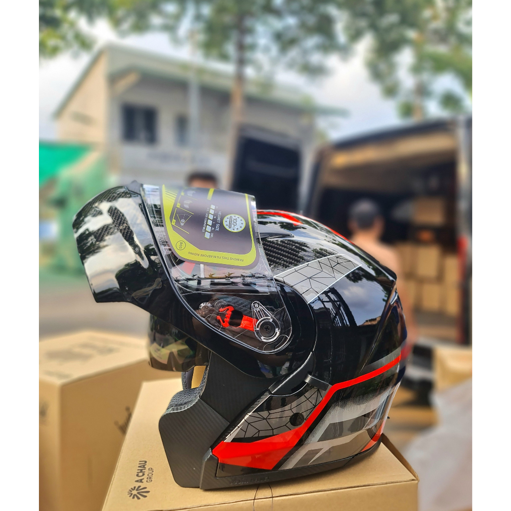 Mũ bảo hiểm Fullface lật hàm M179 màu đen đỏ bóng | Shopee Việt Nam