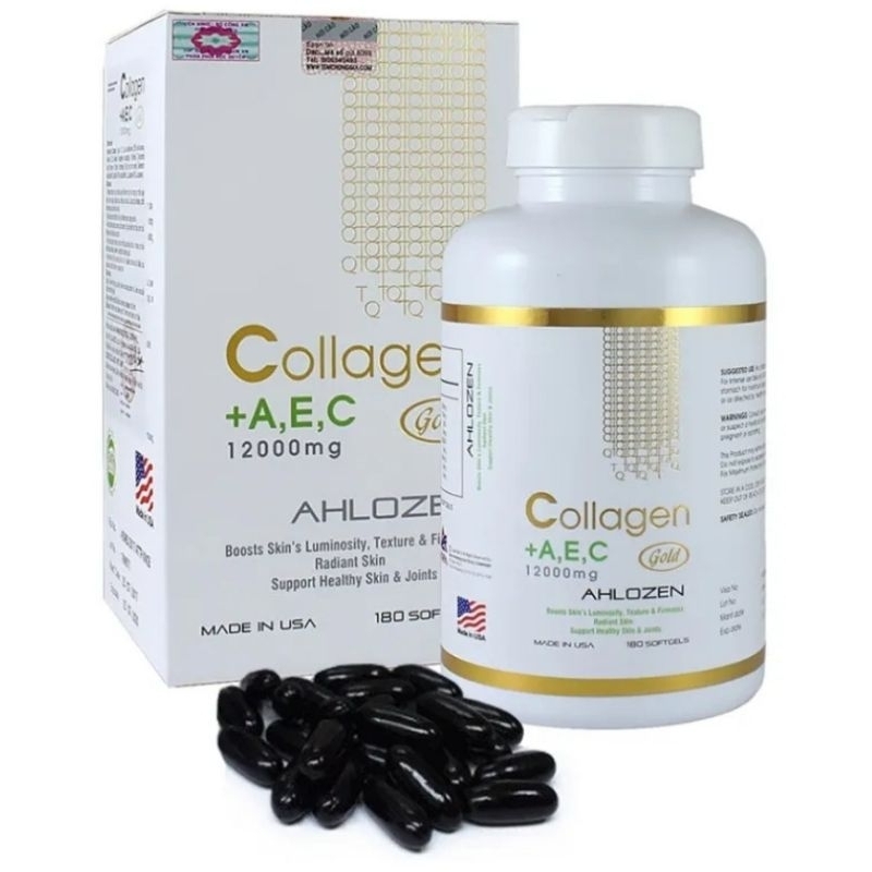AHLOZEN COLLAGEN +A,E,C GOLD 12000MG ĐẸP DA, CHỐNG LÃO HÓA, CHAI 180 ...