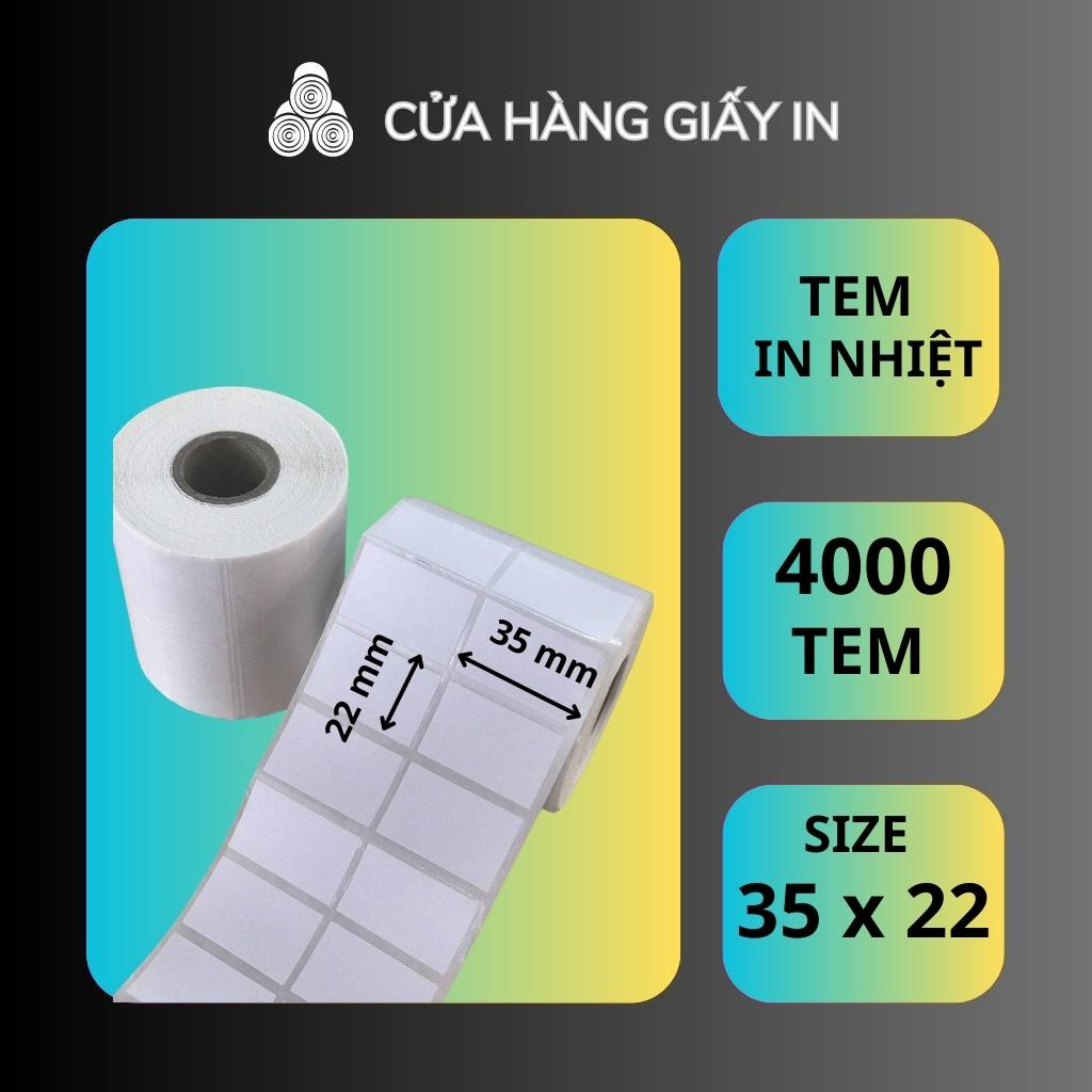 Giấy in nhiệt cuộn 4000 tem size 35x22 tem 2 hàng, giấy in nhiệt, decal ...