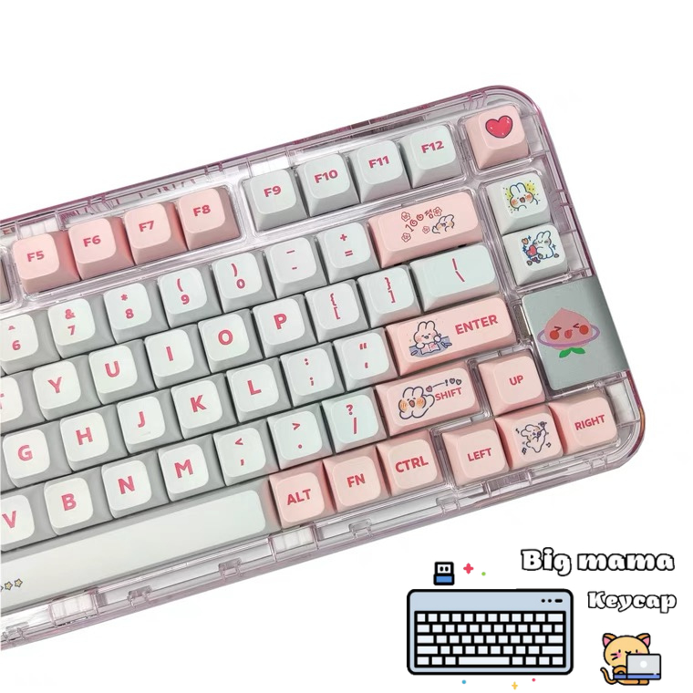 Keycap Steam Rabbit nhựa PBT cao cấp, keycap hoạt hình 129 nút hồng ...