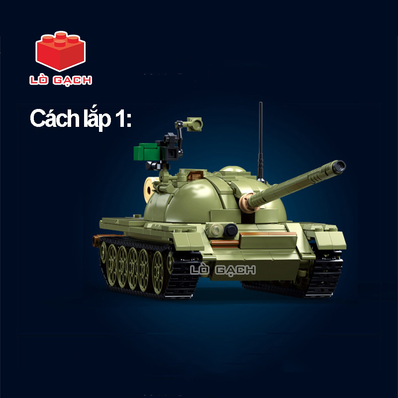 Bộ xếp hình xe tăng T54 T55 Type 59 số hiệu 843, 390, 377 Quân đội Nhân dân Việt Nam 3 trong 1 ...