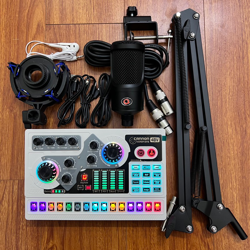 Bộ mic thu âm livestream siêu hót MIC 48V AQTA P1 Và Sound Card X5 bản ...