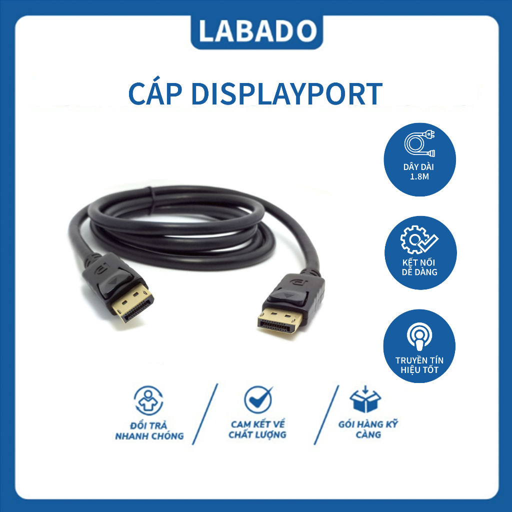 Cáp DisplayPort to DisplayPort 1.8m Cao Cấp Cho PC,Laptop - Cáp chuyển ...
