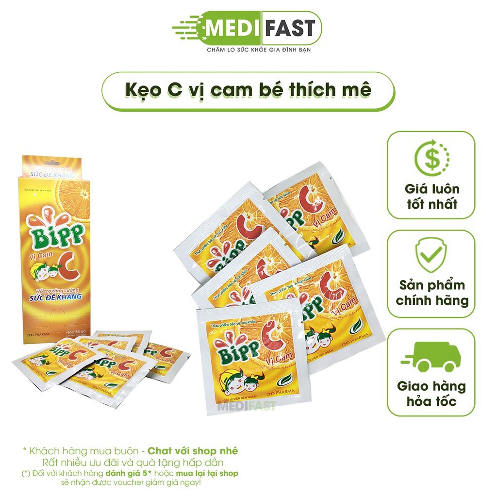 Kẹo ngậm vitamin C cho bé - Bipp C của Dược Hậu Giang - Gói 10 viên ...