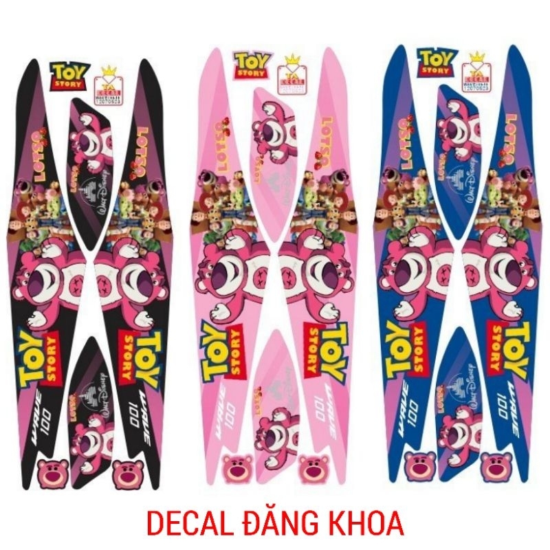 (Nhiều màu) Tem XE WAVE 50cc-100cc mẫu tem GẤU DÂU (LOTSO) mẫu mới siêu ...