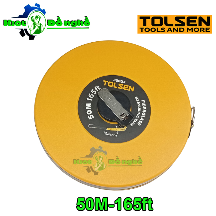 Thước dây cuộn 50m TOLSEN 35023 - Thước dây vải sợi thủy tinh 2 mặt đo ...