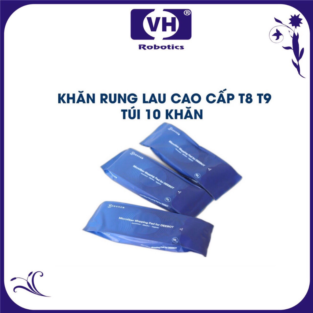 Túi 10 Khăn Lau Rung Chính Hãng Robot Hút Bụi Ecovacs Deebot T8, T8 Aivi, T8 Power, T8 Max, T9 ...