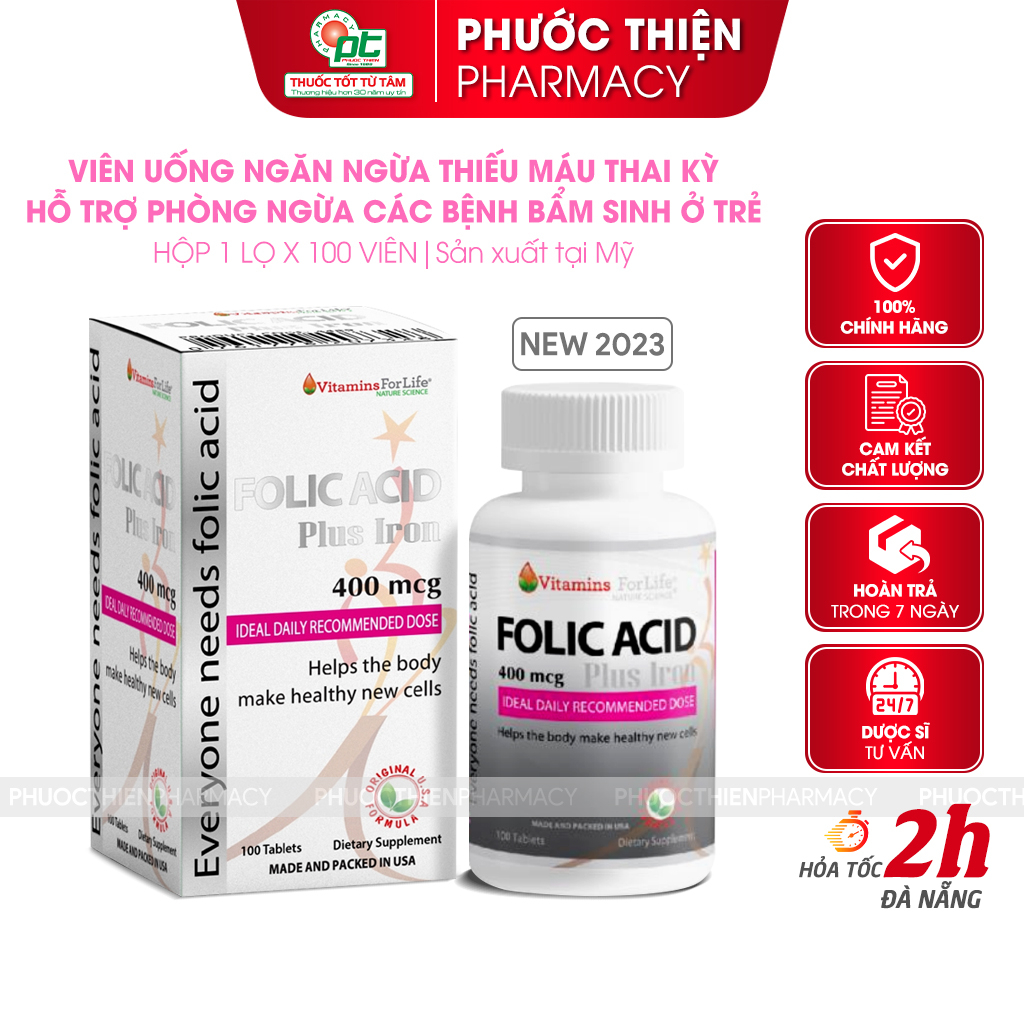 Axit Folic cho mẹ bầu Folic Acid Plus Iron Viên Uống Acid Folic Và Sắt ...