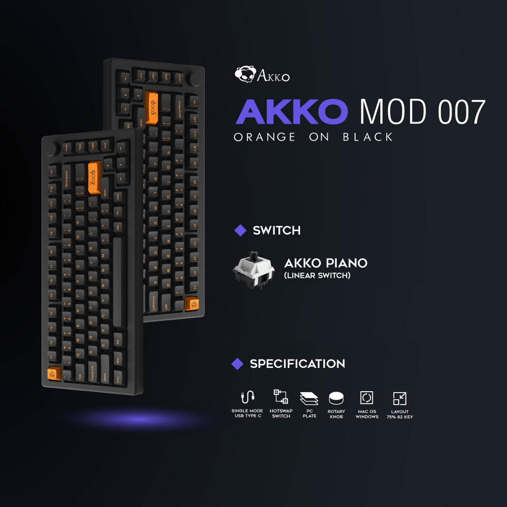 Bàn phím máy tính AKKO MOD007 PC Orange on Black_Mới, hàng chính hãng ...