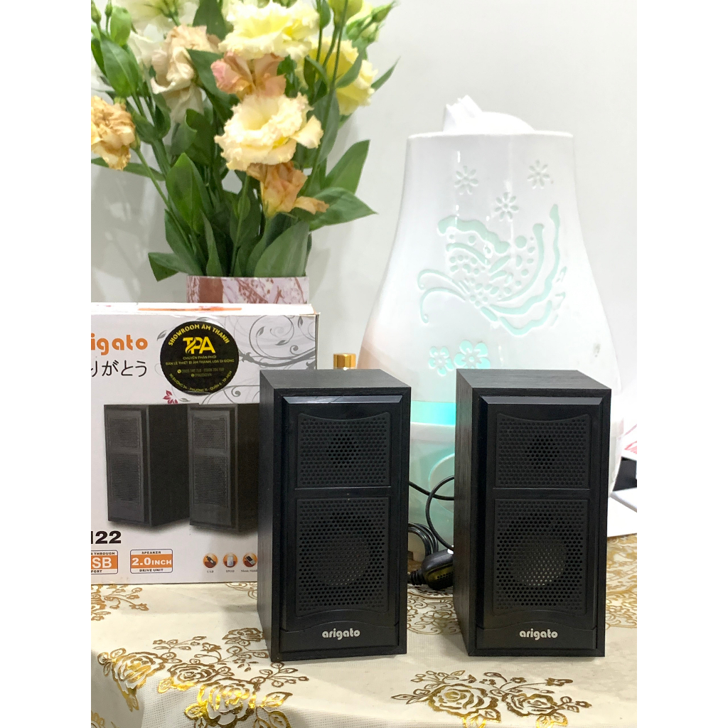 Loa máy tính Arigato M22 ,loa vi tính mini vỏ gỗ để bàn | Shopee Việt Nam