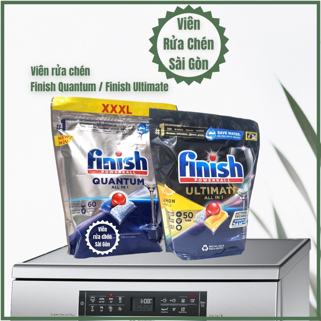Viên rửa chén Finish Quantum, Finish Ultimate [Mạnh nhất cho máy rửa ...