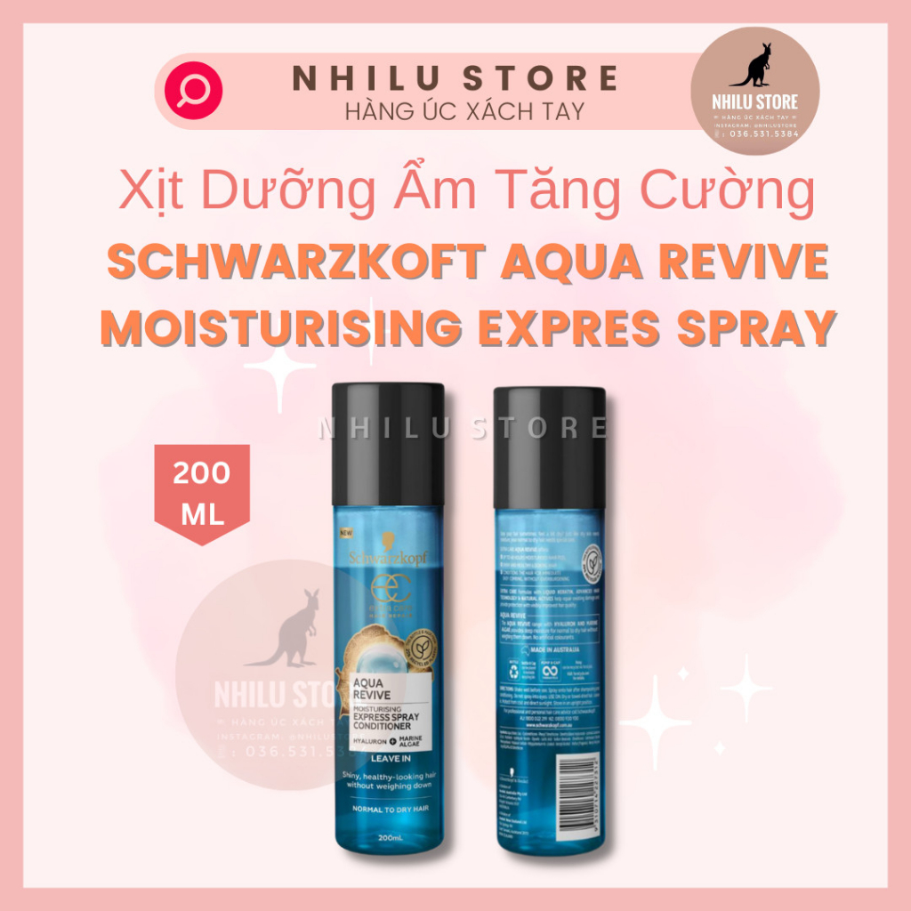 Xịt Cấp Ẩm Tăng Cường dành cho tóc Schwarzkopf Extra Care Aqua Revive Express Spray | Shopee ...