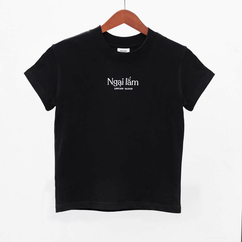 Áo thun nữ baby tee, áo thun cotton NGẠI LẮM Đen Tshirt - Lew Lew ...