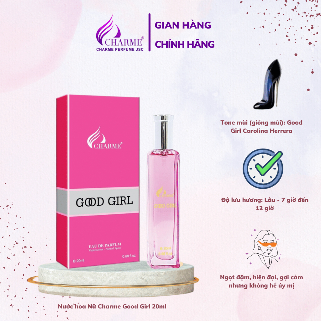 Nước hoa Nữ Charme Good Girl 20ml, thơm lâu, ngọt ngào, sang trọng | Shopee Việt Nam