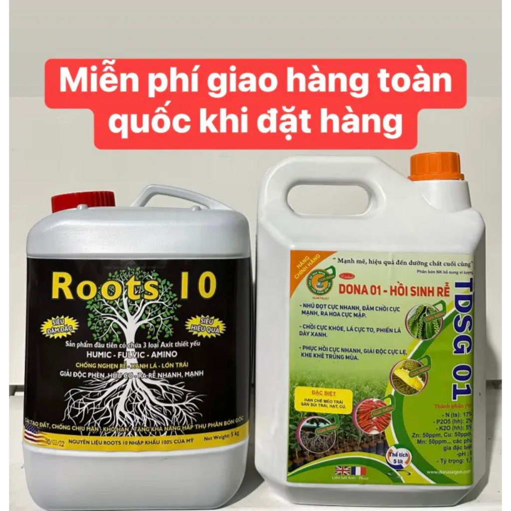 Combo 1 can ROOTS 10 (5 lít) + 1 can HỒI SINH RỄ (5 lít) siêu ra rễ cực mạnh, phát đọt bật chồi ...