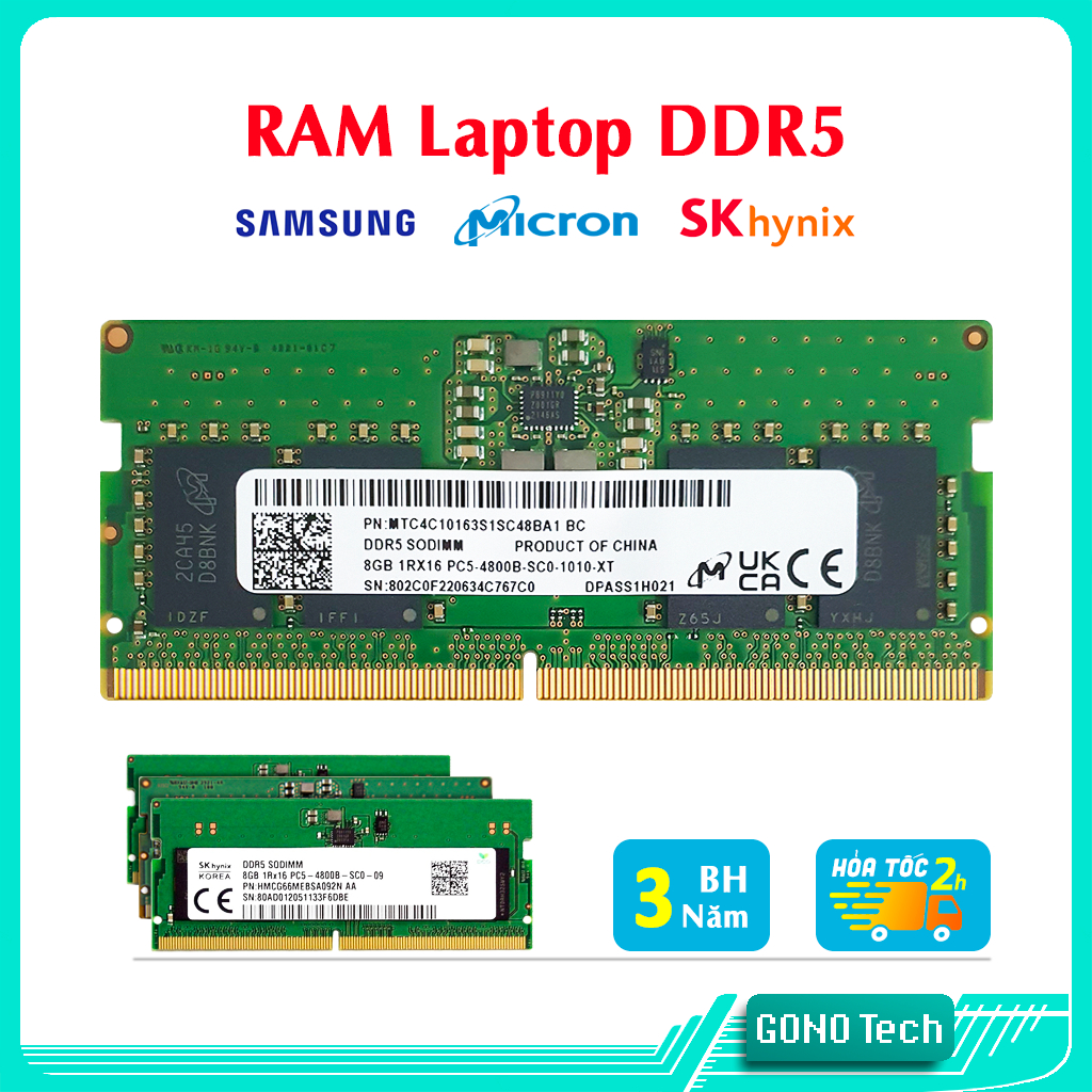RAM Laptop DDR5 8Gb 16Gb bus 4800 5600MHz Samsung SKhynix Micron ...