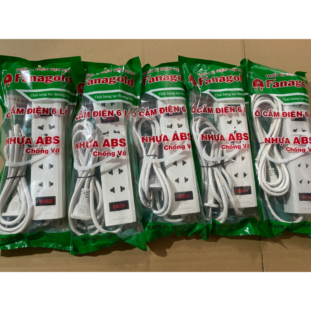 Ổ cắm điện 6 lỗ trắng, 2 công tắc 3000W -Fanagold | Shopee Việt Nam