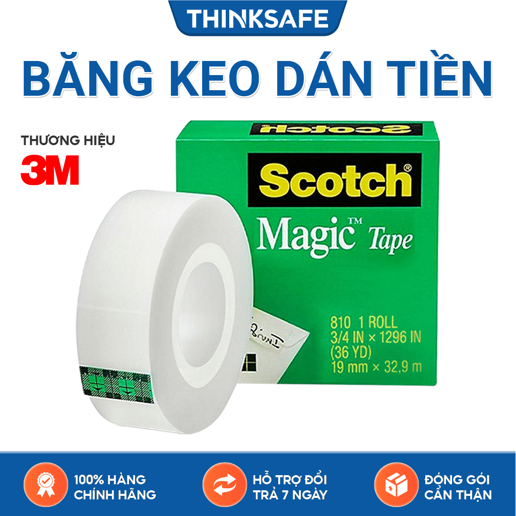 Băng keo 3M Scotch Magic Tape 810, thiết kế vô hình, dùng được cho photo, kích thước 19mm x 32 ...