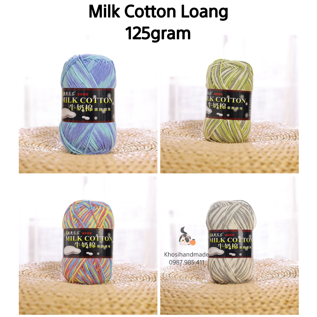 Len milk cotton loại 125 gram (Bảng Màu Loang) | Shopee Việt Nam
