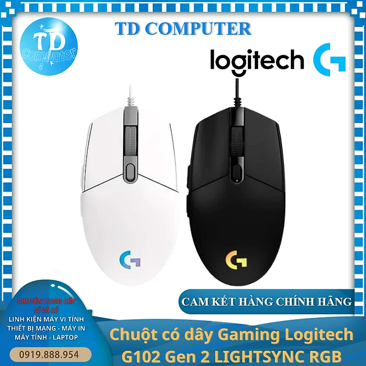 Chuột Gaming Logitech G102 Gen 2 LIGHTSYNC RGB – 8000 DPI, 6 Nút, Đèn ...