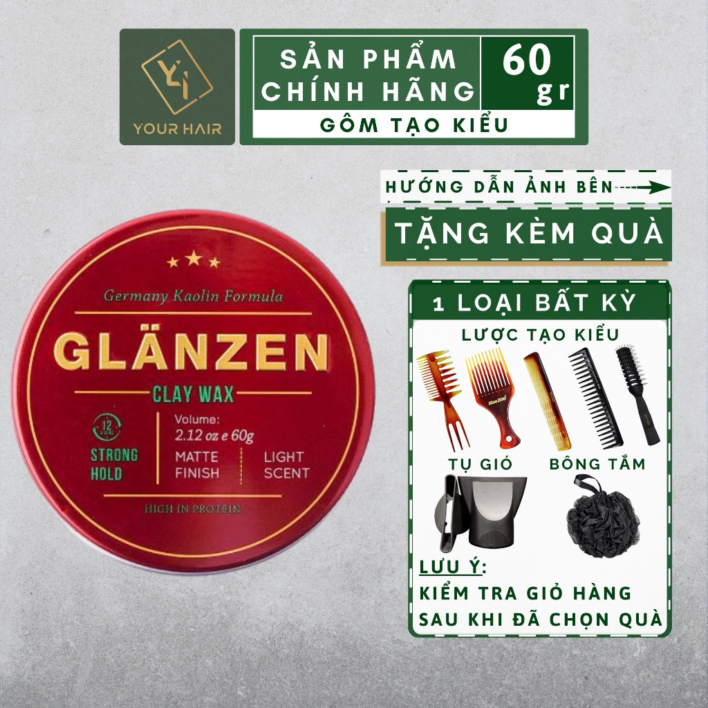 Sáp vuốt tóc Glanzen Clay Wax - 60gr | Shopee Việt Nam