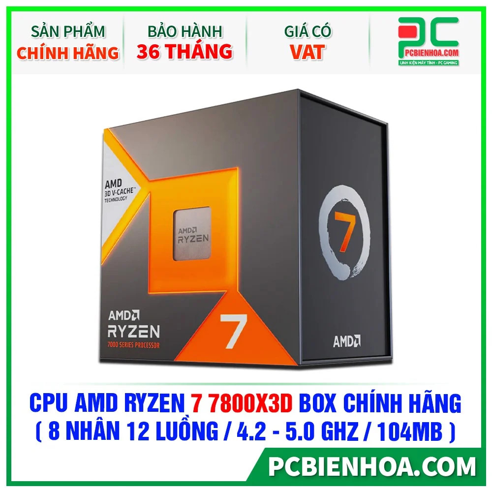 CPU AMD RYZEN 7 7800X3D BOX CHÍNH HÃNG ( 8 NHÂN 12 LUỒNG / 4.2 - 5.0 ...