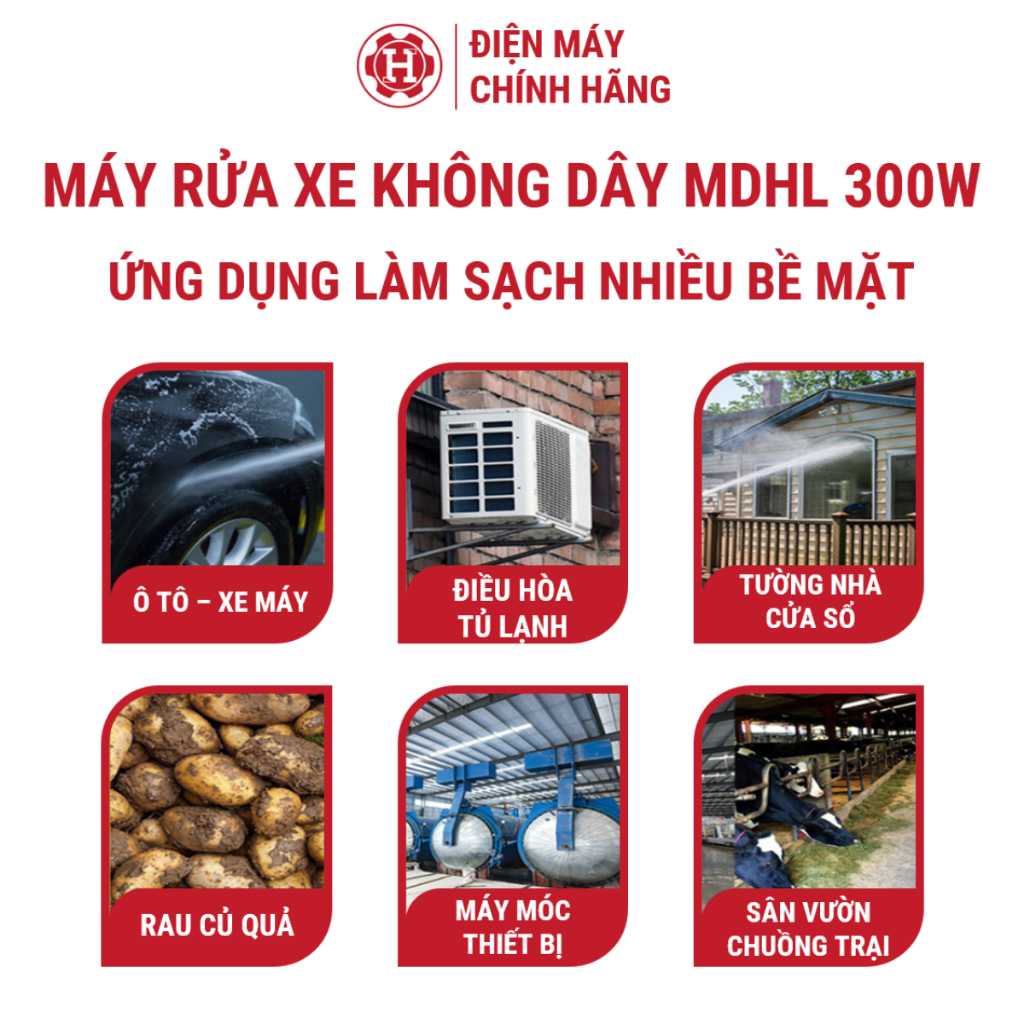 Máy rửa xe áp lực cao không dây cầm tay MDHL 300W chất lượng cao | Shopee Việt Nam