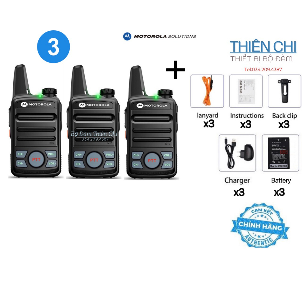 Bộ 03 Máy bộ đàm Motorola GP900 Siêu Nhỏ, Sạc Cổng Usb, Loa To, 2 Phím Bấm PTT, Bảo Hành 12 ...