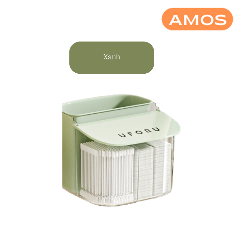 Hộp đựng bông tẩy trang treo tường chia ngăn AMOS có nắp đậy, Hộp đựng ...
