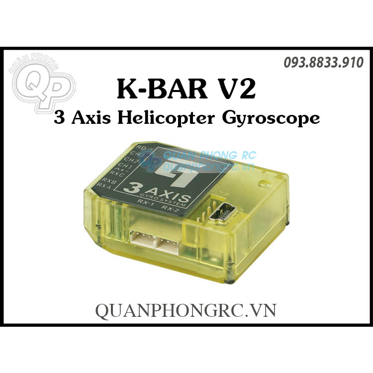 KBar 3-Axis Gyro Set V2 5.3.4 Pro K8 Flybarless Stabilization System ...