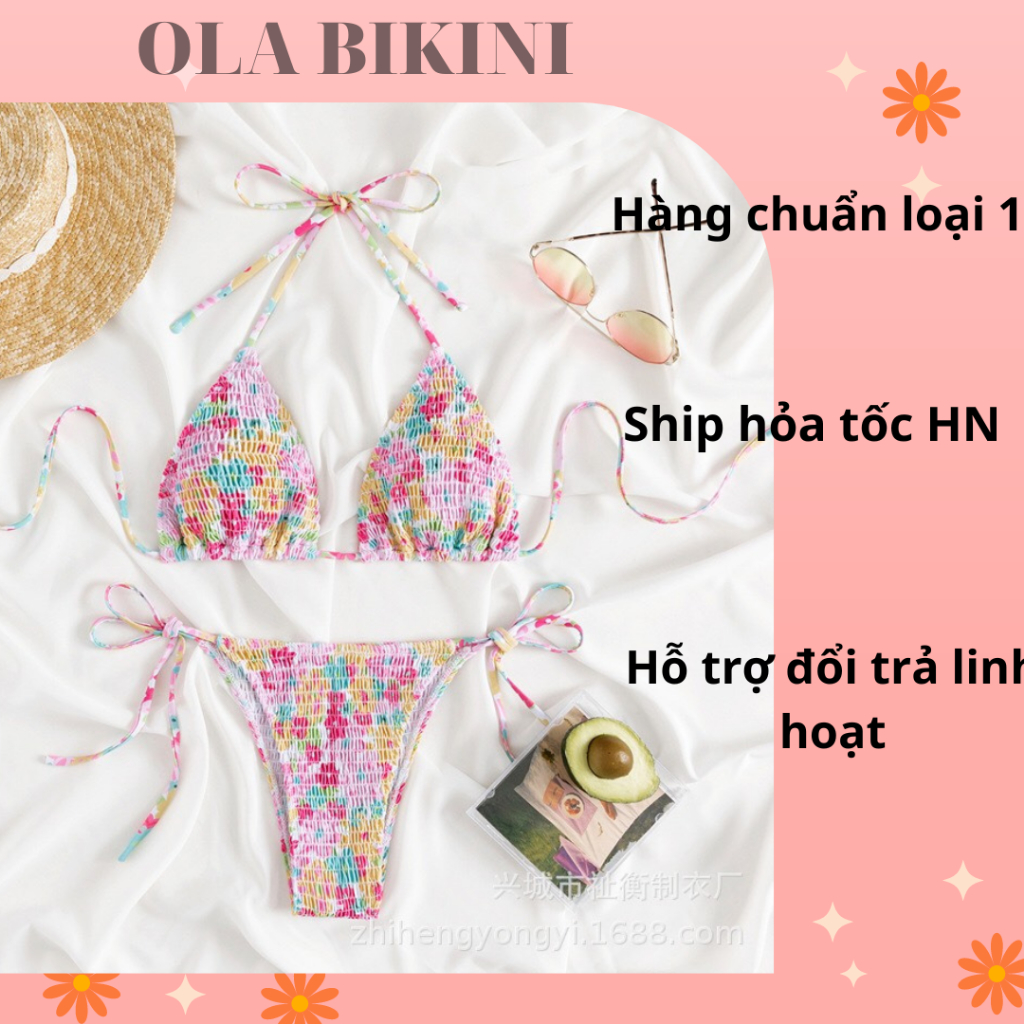 Áo tắm đi biển 2 mảnh TAM GIÁC họa tiết hoa nhí xinh BH28 | Shopee Việt Nam