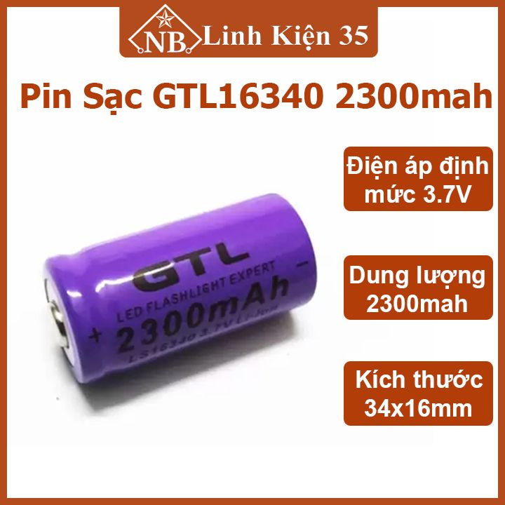 Pin sạc GTL 16340 dung lượng 2300mah ( 1 viên) | Shopee Việt Nam