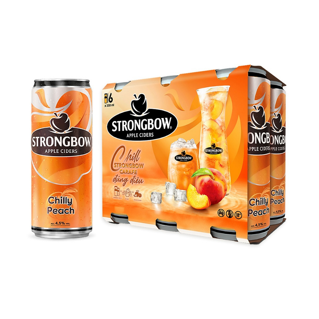 Lốc 6 lon nước táo lên men Strongbow Vị Đào 330ml/lon (Date T10.2023 ...
