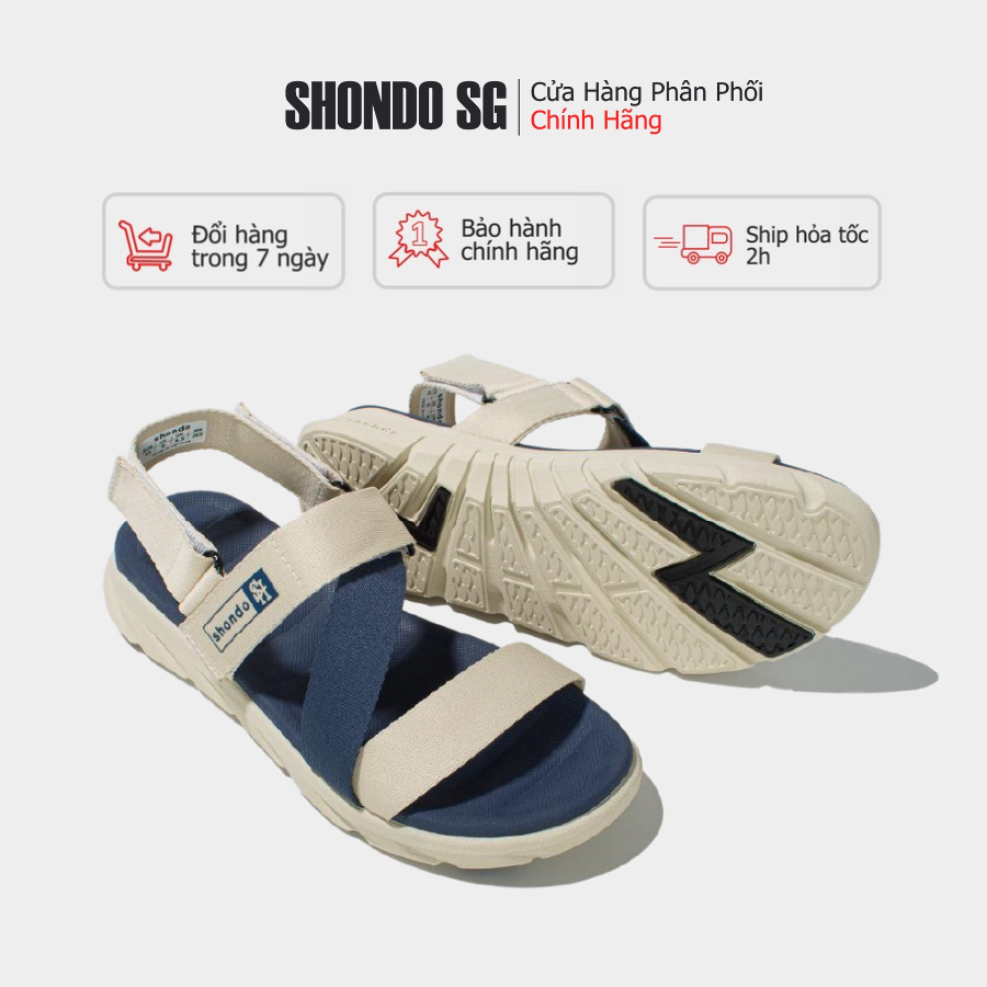 [Chính hãng] Giày SHONDO Sandals F6 sport đế be quai be xanh F6S2525 ...