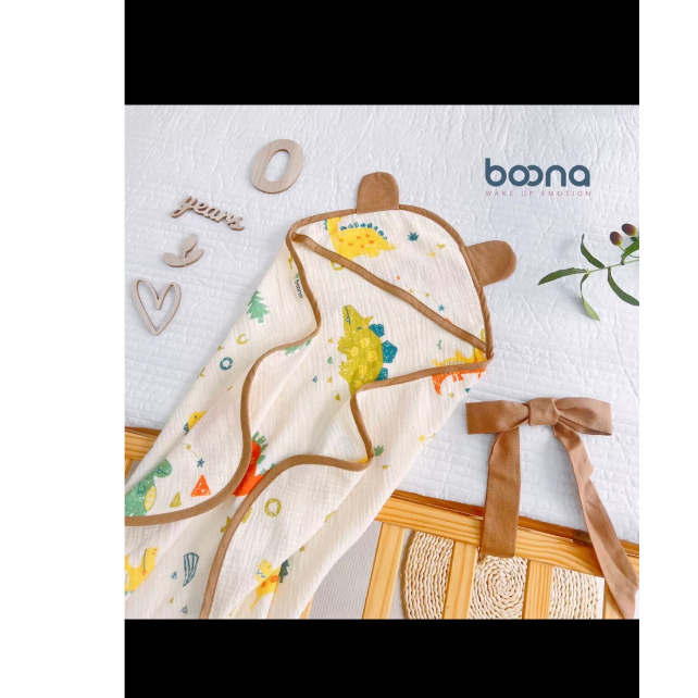 Choàng Ủ Xô Muslin Boona 4 Lớp Có Mũ Siêu Thoáng Mát Mềm Mịn Cho Bé ( ủ tem xanh) | Shopee Việt Nam