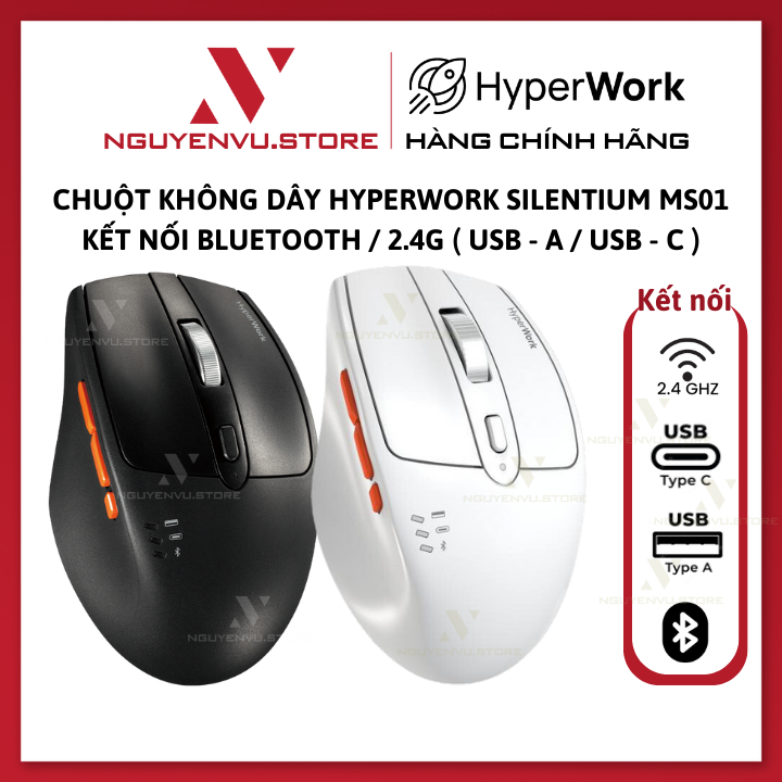 Chuột không dây HyperWork Silentium MS01 Silent - Bluetooth / 2.4Ghz ...