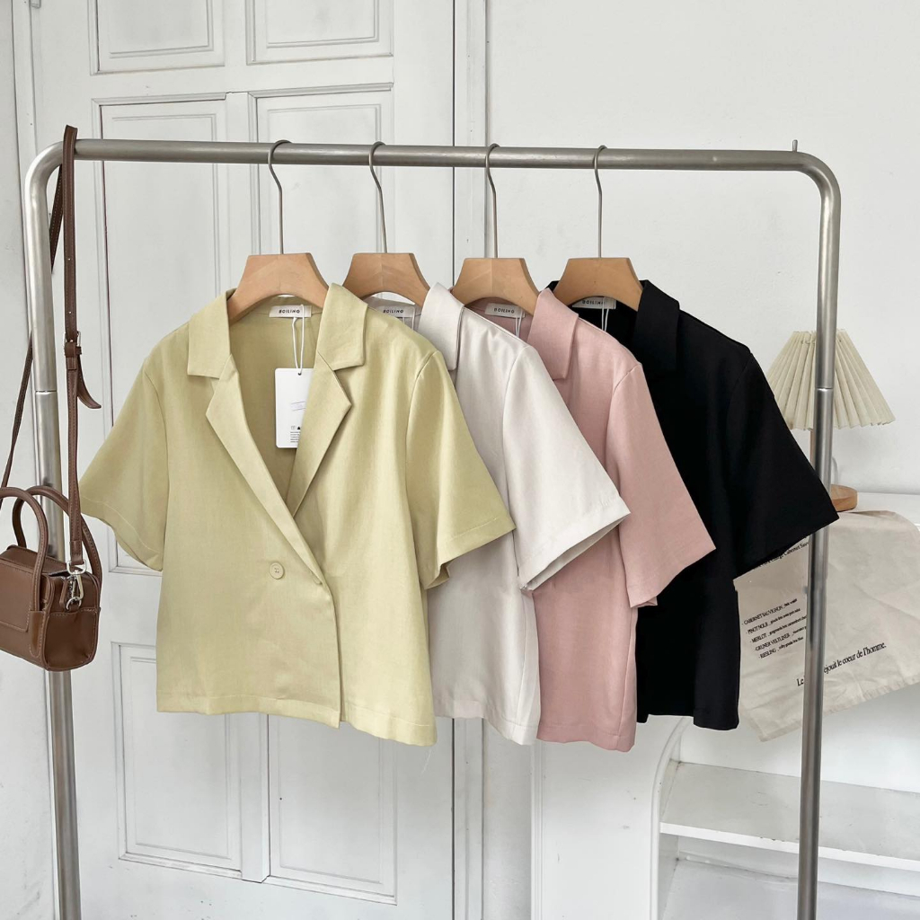 Áo Khoác Vest Blazer Tay Ngắn Form Vừa Hai Nút Ngang XONXEN NHA TRANG ...