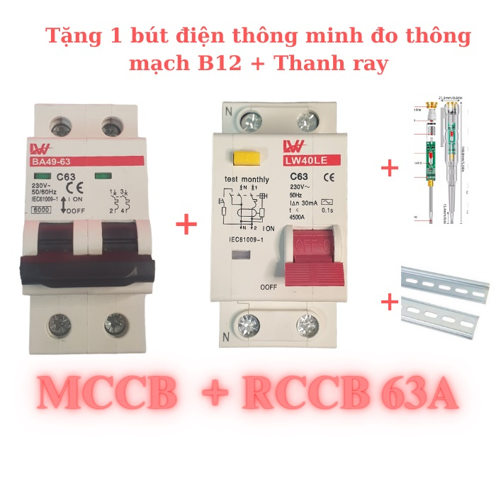 Bộ Áptomat RCBO chống giật , dòng rò , quá tải trong gia đình - RCBO ...