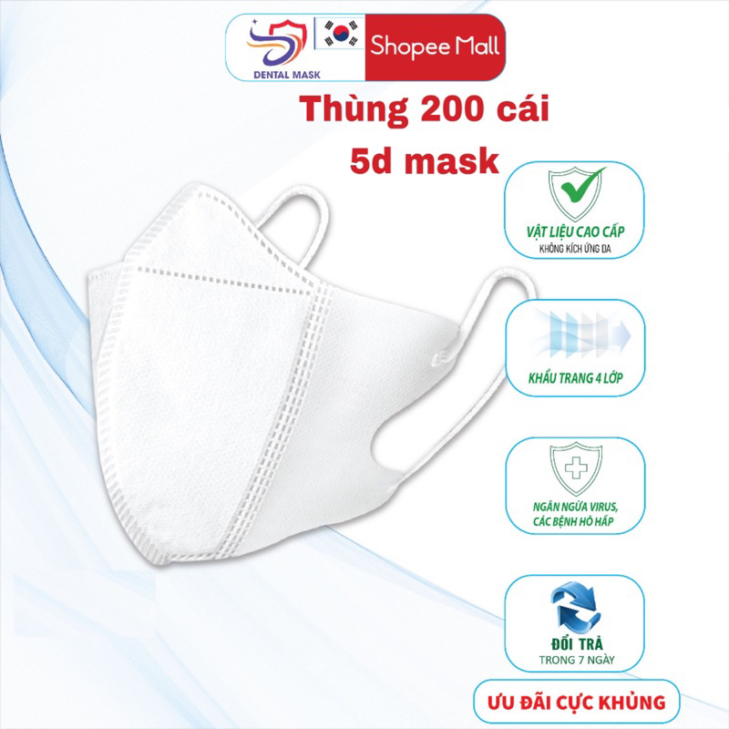 Sỉ thùng 200 chiếc khẩu trang 5d DENTAL MASK chính hãng cao cấp chống ...
