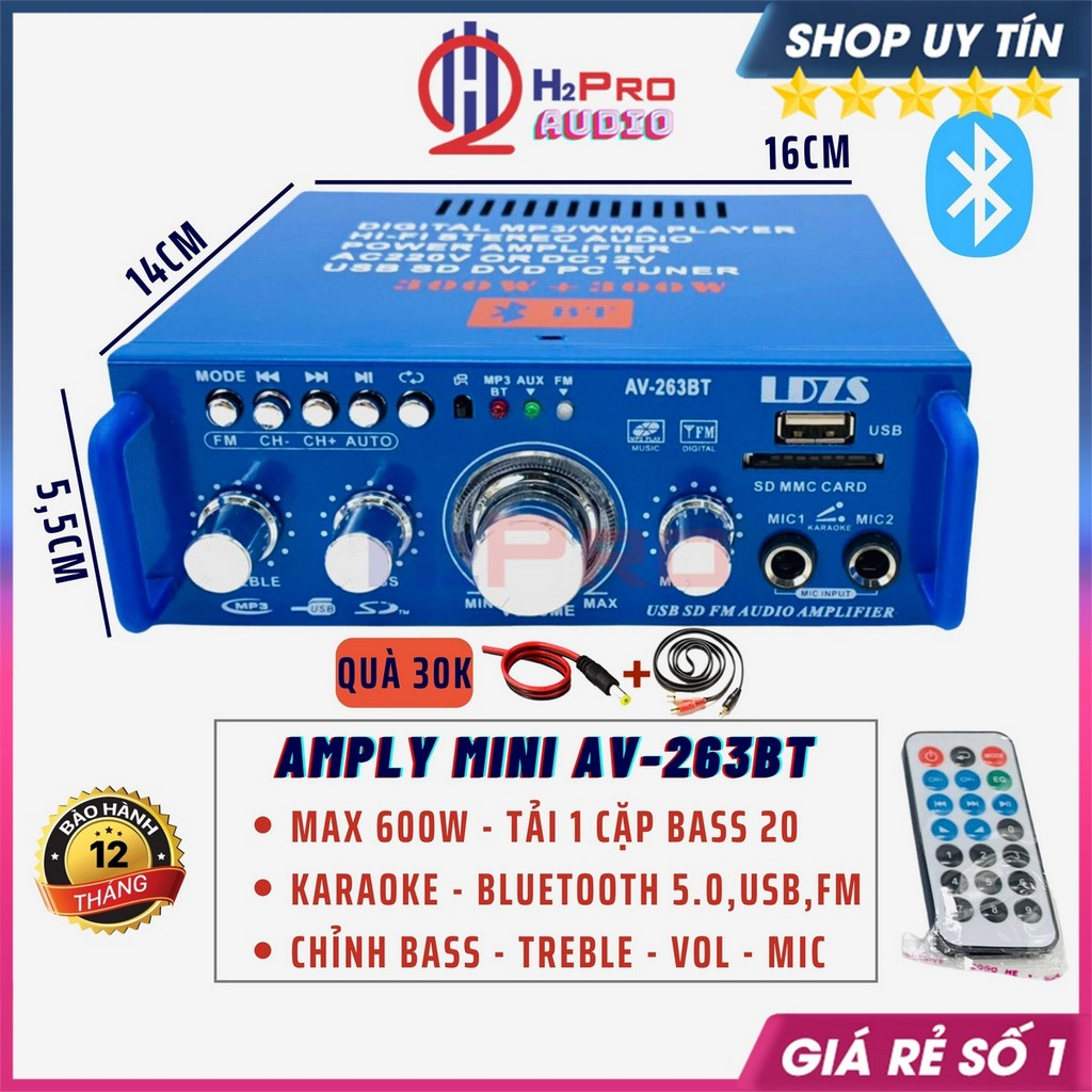 Amply Mini Bluetooth 12V Av-263Bt 600W, Nghe Nhạc Bluetooth Usb-Radio ...