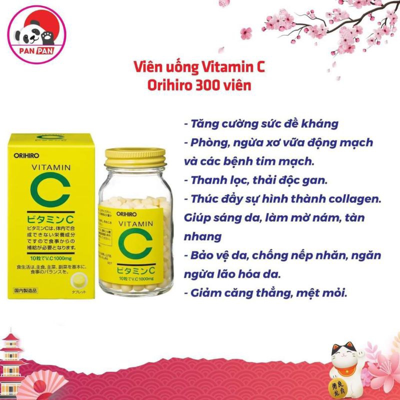 Viên Uống Bổ Sung VITAMIN C ORIHIRO 1000MG 300 viên Nhật Bản | Shopee ...
