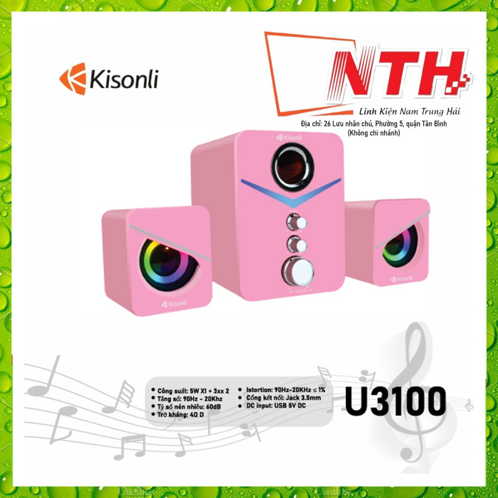 Bộ loa KISONLI U-3100 2.1 ( 3C/Bộ) - Loa máy tính đen và hồng | Shopee Việt Nam