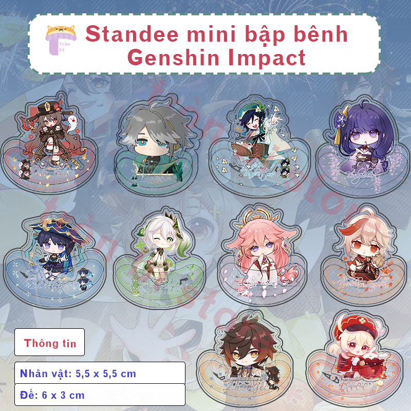Standee mini bập bênh Genshin Impact 5,5 cm xinh Zhongli, Kazuha, Xiao ...