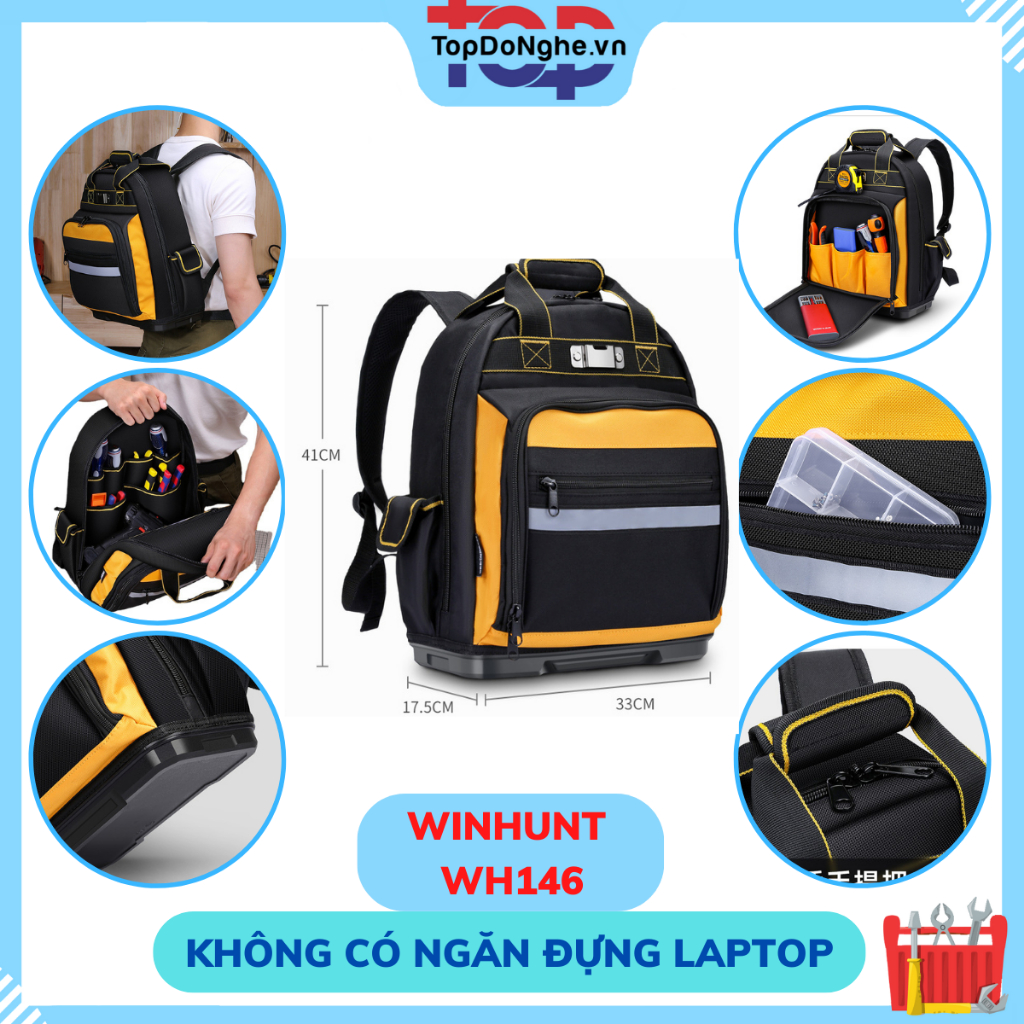 Balo đồ nghề WINHUNT cao cấp Balo đựng đồ nghề cơ khí sửa chữa điện nước, camera, thạch cao đế ...