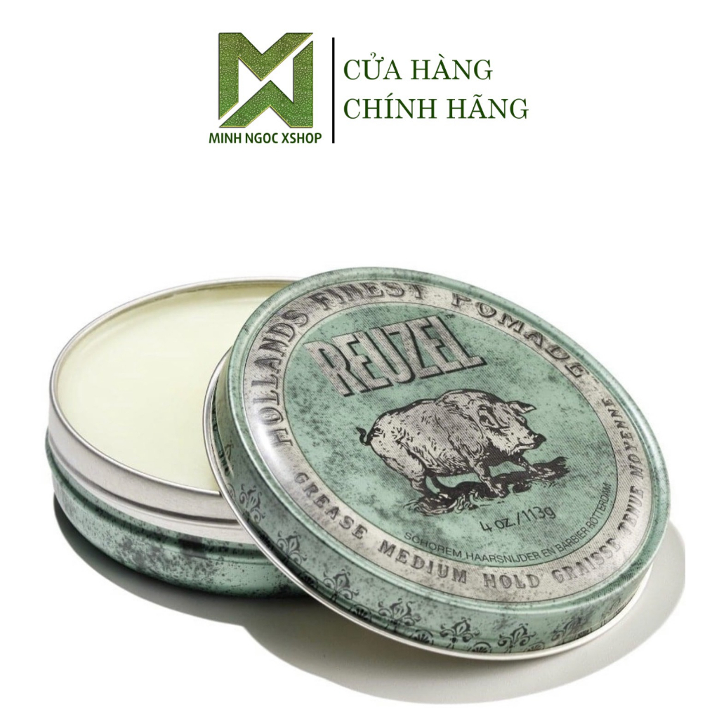 Sáp vuốt tóc Reuzel Green Pomade 35g - 113g - 340g, Pomade gốc dầu giữ ...