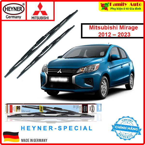 GẠT MƯA xe ô tô MITSUBISHI Mirage 2010-2023 CHÍNH HÃNG ĐỨC Heyner Special Xương cứng Combo size ...