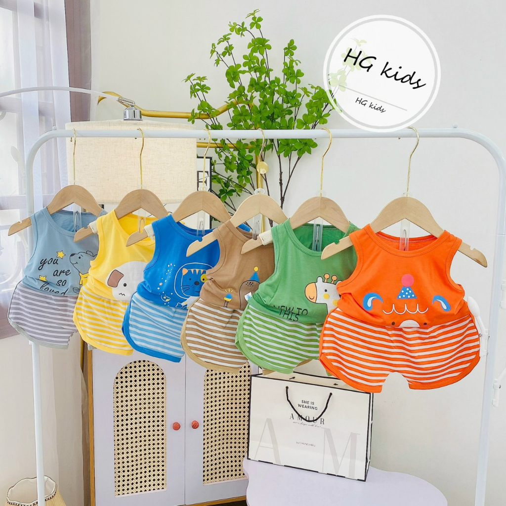 Bộ ba lỗ quần kẻ hình HG kids | Shopee Việt Nam